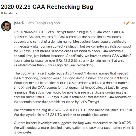 由于BugLet s Encrypt决定吊销 多万张证书