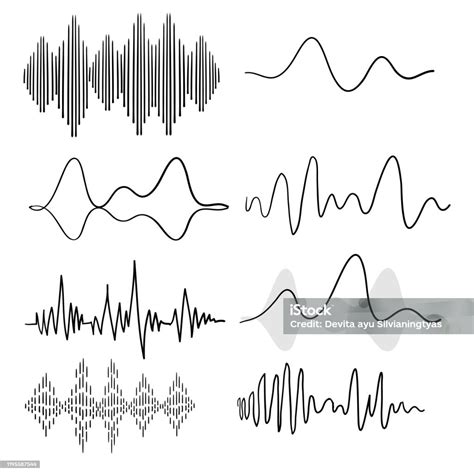 검은 음파 음악 오디오 주파수 음성 선 파형 전자 라디오 신호 볼륨 레벨 기호 핸드 그린 낙서 벡터 맥박 추적에 대한 스톡 벡터 아트 및 기타 이미지 Istock