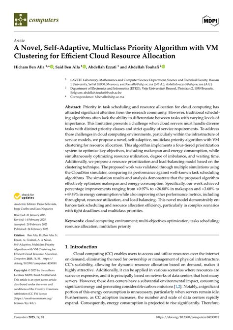 Pdf A Novel Self Adaptive Multiclass Priority Algorithm With Vm