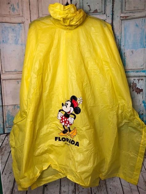 Disney World Yellow Minnie Mouse Florida Vintage Rain Poncho Adult