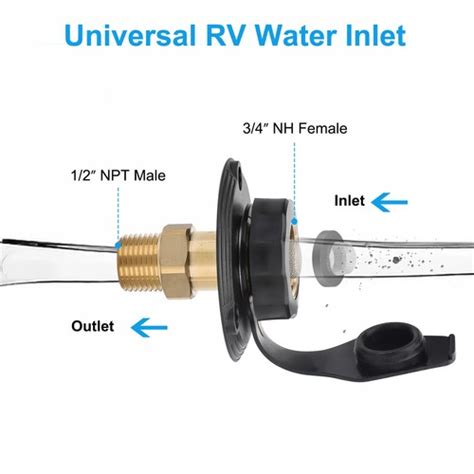 Rv City Water Inlet With Check Valve Flange Brass Hose Connector