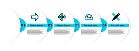 Set Line Crossed Ruler And Pencil Protractor Grid Pixel Arrows In Four Directions And Arrow