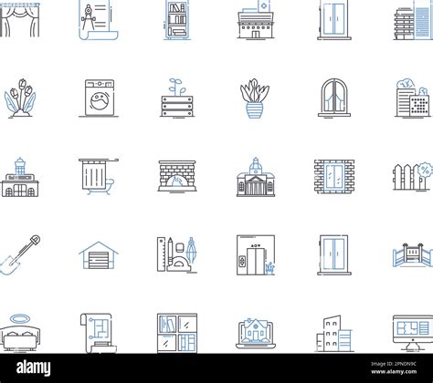 Furnishing Firm Line Icons Collection Elegance Quality Comfort