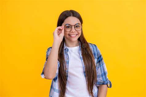 Teen Girl Can Look And See Good In Eyesight Glasses Or Eyewear Stock