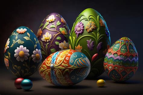 Premium Photo Colored Easter Eggs