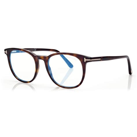 Tom Ford Blue Block Soft Round Optical Glasses Dark Havana