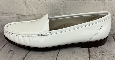 Sas 1550 001 Womens Simplify Leather Slip On Loafers White Us 10 N