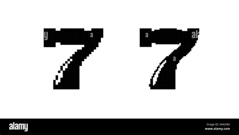 Bold Number Seven With Elegant Curved Design Lines In Black And White