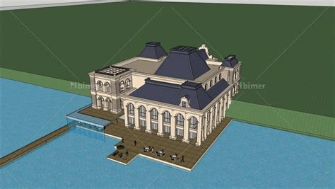 某新古典别墅会所建筑su模型 原创 Sketchup模型库 毕马汇 Nbimer