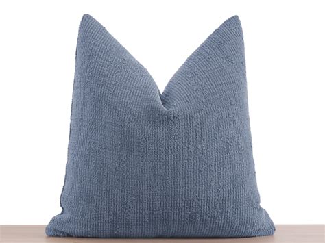 Dusty Blue Boho Pillow Cover Textured Euro Sham Cover Boho Throw