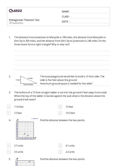 50 Pythagorean Theorem Worksheets For 9th Year On Quizizz Free