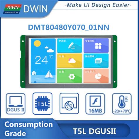 Dwin 7 0 Inch HMI Serial LCD Display Module 800 480 Resolution Aiot With Program Touch Screen