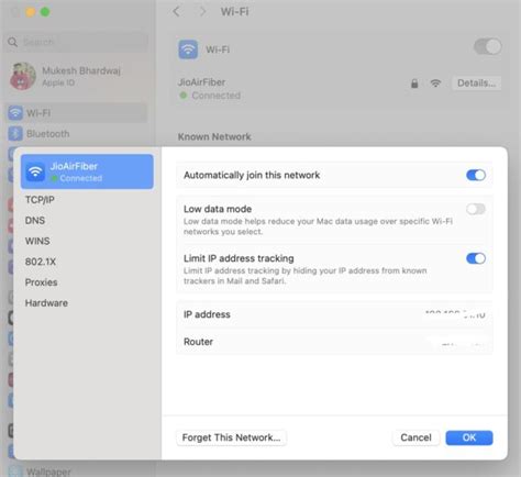 fixed internet connection not working after macos update