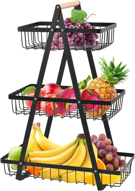 Porte fruits à 3 Niveaux Panier de Fruits et Legumes Détachable Panier