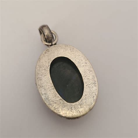 Vintage Sterling Silver Large Oval Labradorite Stone Pendant 925 Ebay