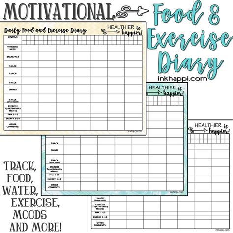 Motivational Food And Exercise Diary Free Printable Inkhappi Journal Template Fitness