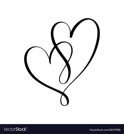 Heart Two Black Sign Icon On White Background Vector Image