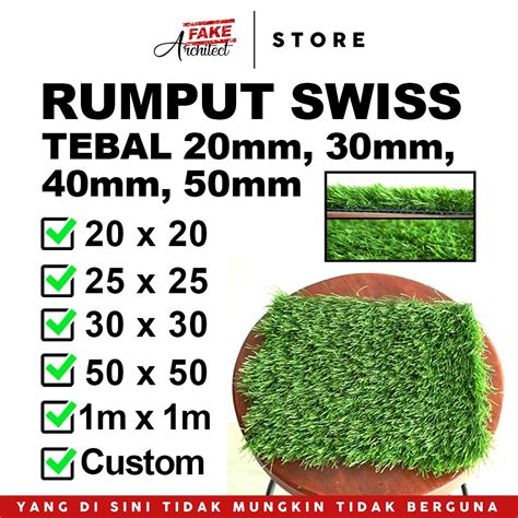 Jual Rumput Sintetis Swiss Ukuran 20x20 25x25 30x30 50x50 1mx1m