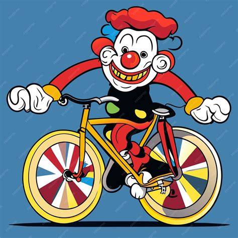Clown à Vélo à Une Roue Dessiné à La Main à Laplat Stylé Autocollant