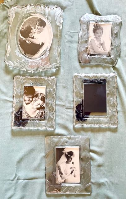 Lot5 Vintage Frosted Glass Picture Frames Various Sizes 1130