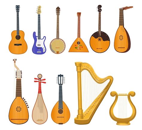 Premium Vector Set Of Musical String Plucked Instruments