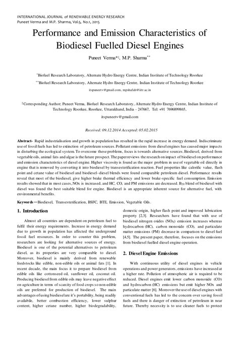 Pdf Performance And Emission Characteristics Of Biodiesel Fuelled