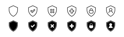 Shield Icon Set Line And Glyph Shield Protection Symbol Security Shield 45683873 Vector Art At