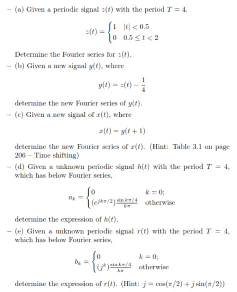 Solved A Given A Periodic Signal T With The Period T