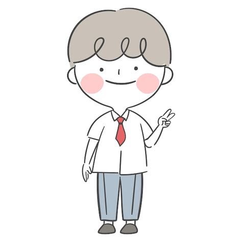 여름 교복을 입은 소년들 프리미엄 벡터