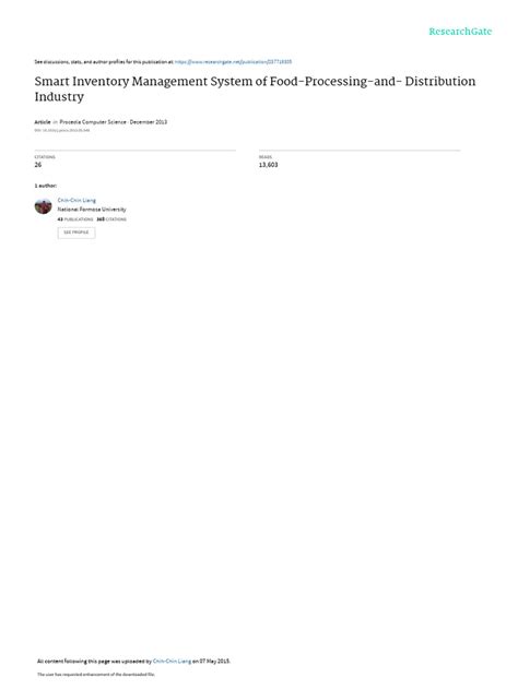 Smart Inventory Management System Of Food Processi Pdf