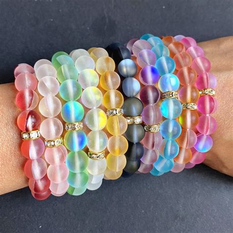 10 Colors For Choose Mermaid Aura Glass Beaded Bracelets Etsy