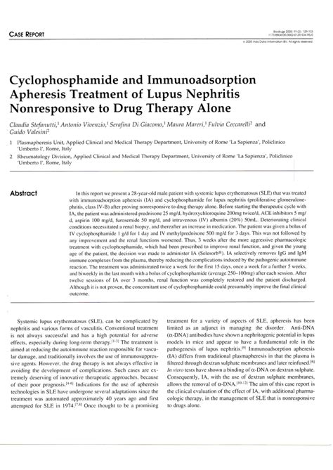Pdf Cyclophosphamide And Immunoadsorption Apheresis Treatment Of Lupus Nephritis Nonresponsive