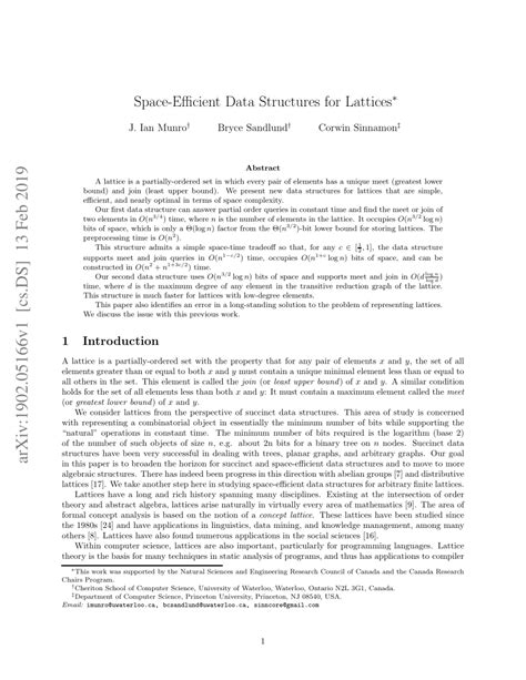 pdf space efficient data structures for lattices