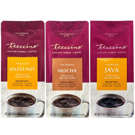 Teeccino Herbal Coffee Variety Pack Hazelnut Mocha And Java 11oz