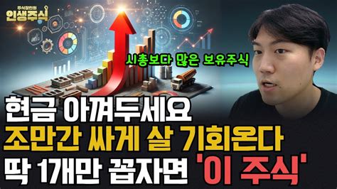 이 주식 절대적으로 싸다 딱 1개만 꼽자면 이 주식 인생주식 Youtube