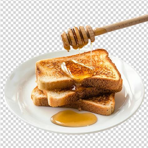 Premium PSD Slices Of Toasted Bread With Honey On A Plate Isolated On