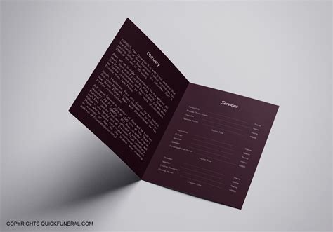 Non Religious Funeral Program Template QuickFuneral LLC