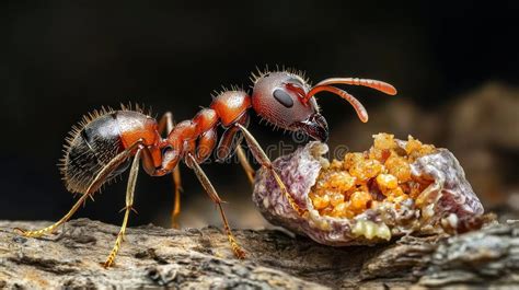 Ant Foraging On Food Source Forest Floor Macro Photography Natural