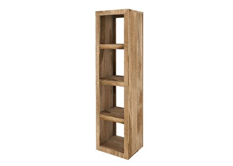 Cube Modern Solid Mango Wood Side 4 Shelf Storage Unit — Furniture For