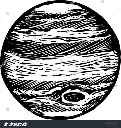 Black And White Vector Illustration Of Jupiter 133713143 Shutterstock