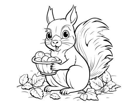 Cariñosa Ardilla Comiendo Páginas Para Colorear Dibujos Para Niños