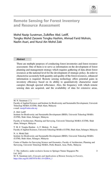 Pdf Remote Sensing For Forest Inventory And Resource Assessment