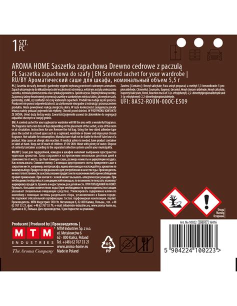 DREWNO CEDROWE Z PACZULĄ g SASZETKA ZAPACHOWA aroma home