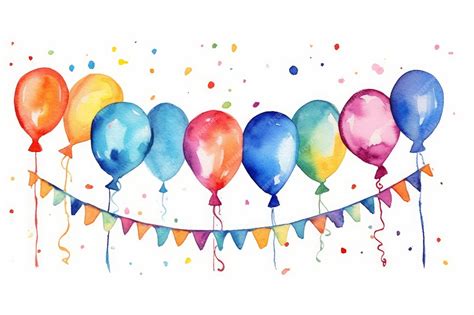 Premium Ai Image Watercolor Birthday Banner Single On White
