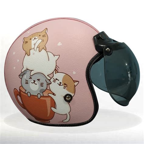 Jual Helm Retro Bogo Kulit Cat Pow Kaca Bubble Halfface Helmet Helm
