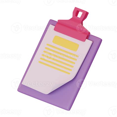 clipboard 3d icon rendering illustration 29896450 png