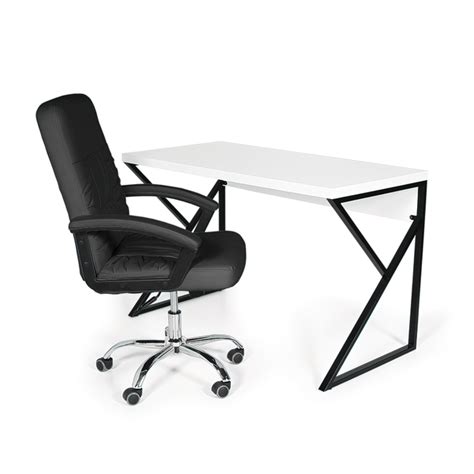 Conjunto Escrivaninha Para Escritório 120cm Branca Com 1 Cadeira