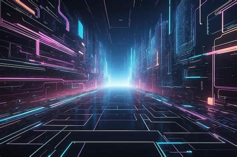 Premium Photo Futuristic Data Stream 3d Illustration Data Transfer