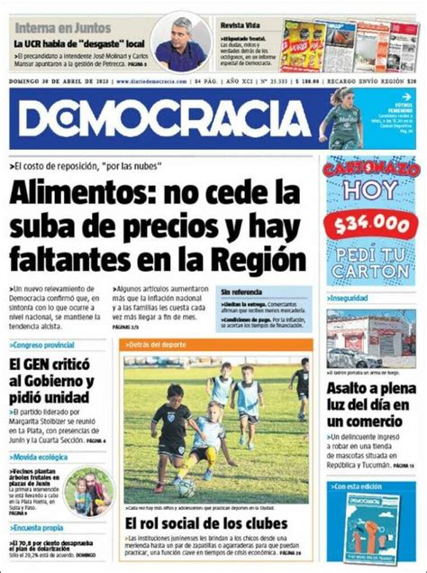 Periódico Diario Democracia Argentina Periódicos De Argentina