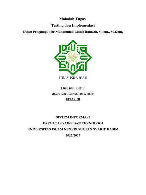 Testing Dan Implementasi Pdf Bisnis Teknologi And Rekayasa
